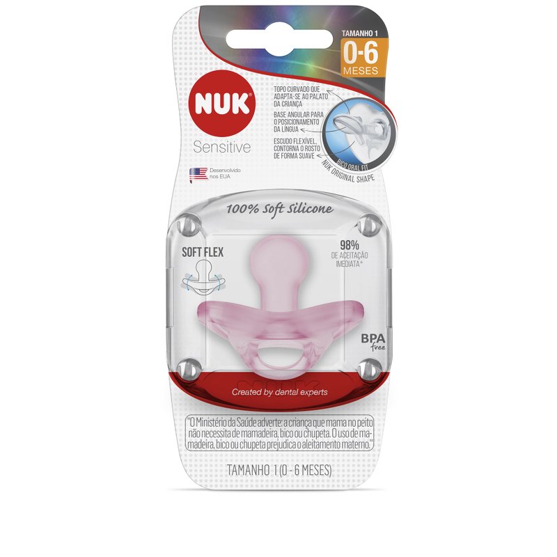 Chupeta Nuk Nuk Silicone Soother Sensitive S1 (0 6 Months) Assorted