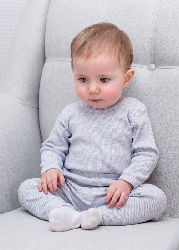 Conjunto de Body para Bebê Dedeka Canelado Cinza Mescla G