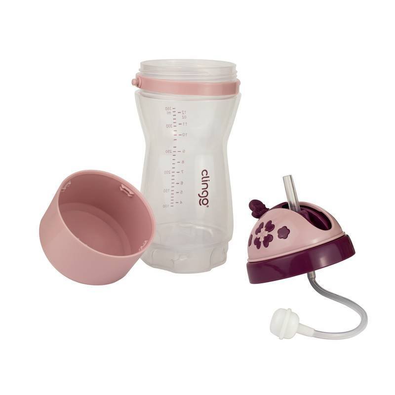 Garrafinha Infantil Clingo Travel com Porta Snack Colors 240ml (6M+) Rose
