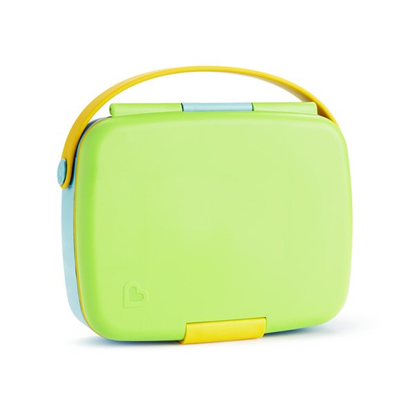 Lancheira Munchkin Bento Box com Talheres (18M+) Verde, Azul e Amarelo